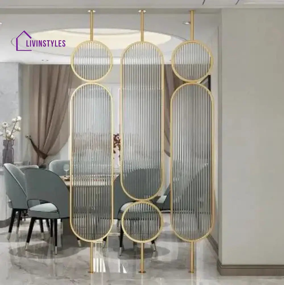 Aditya Golden Fluted Glass Room Partition - Single Panel – LivIn Styles