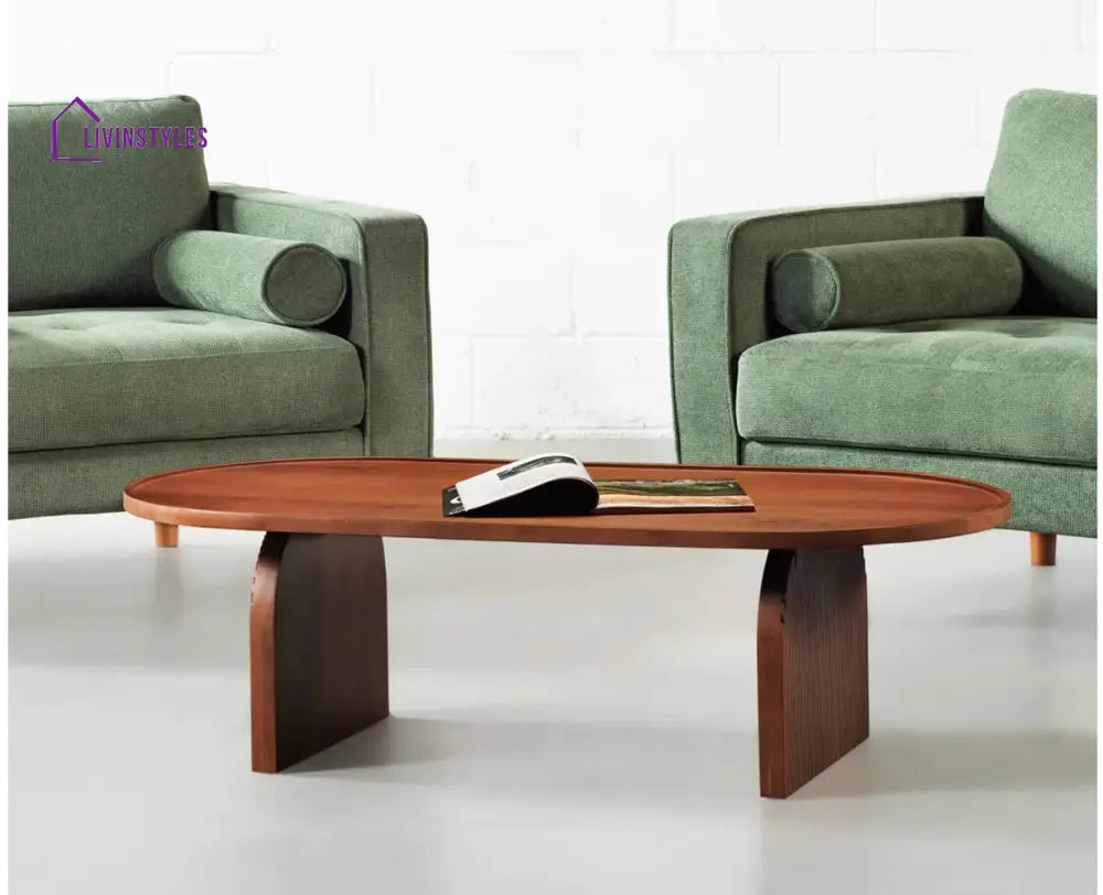 Arina Solid Wood Oval Coffee Table | Wooden Coffee Table for Living Ro ...