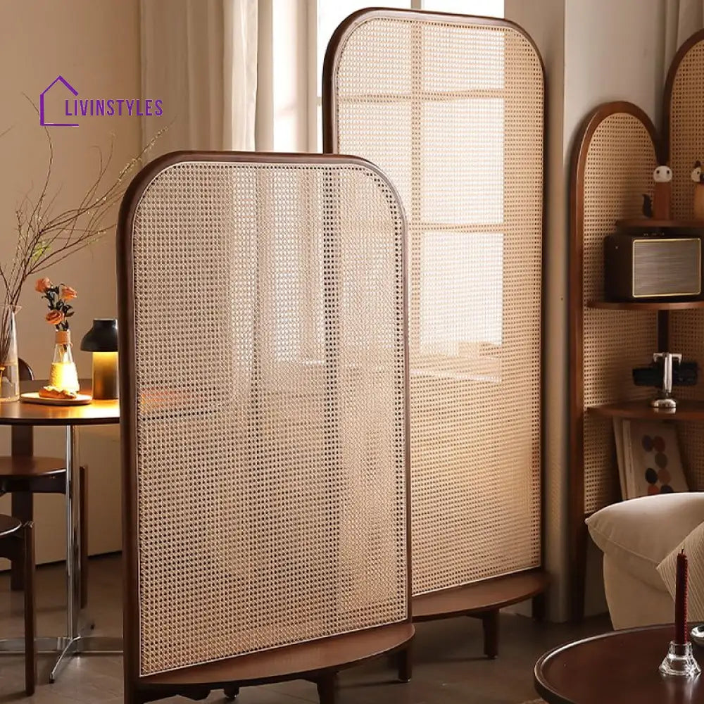 Celestia Wooden and Cane Weaving Room Partition for Living Room – LivIn ...