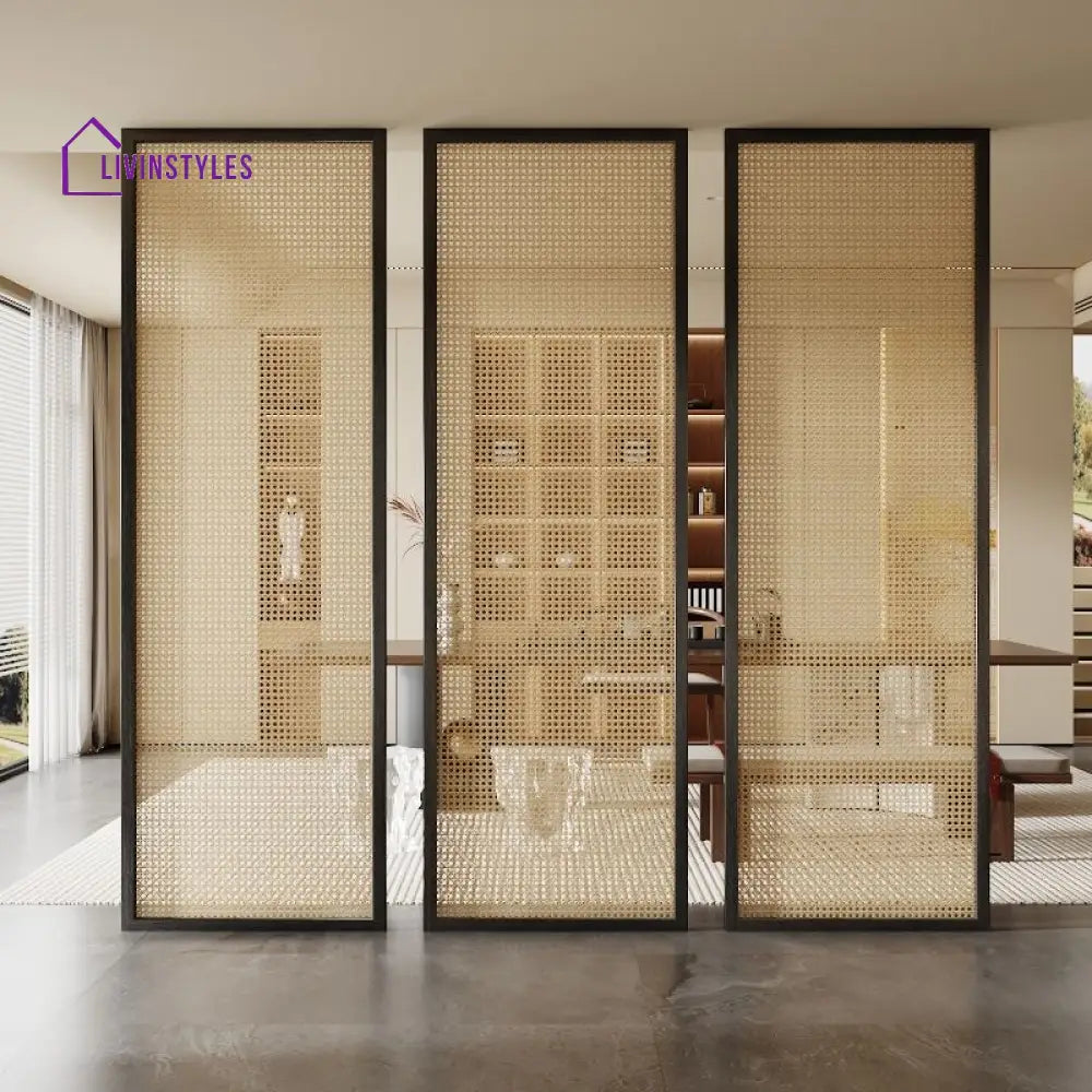 Halo Wooden and Cane Weaving Room Partition for Living Room – LivIn Styles