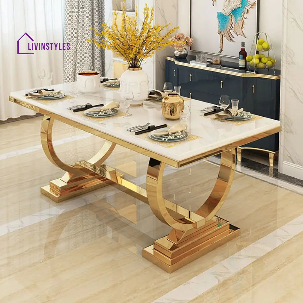 Poorva Stainless Steel Amazing Luxury Modern Rectangle White Marble Di ...