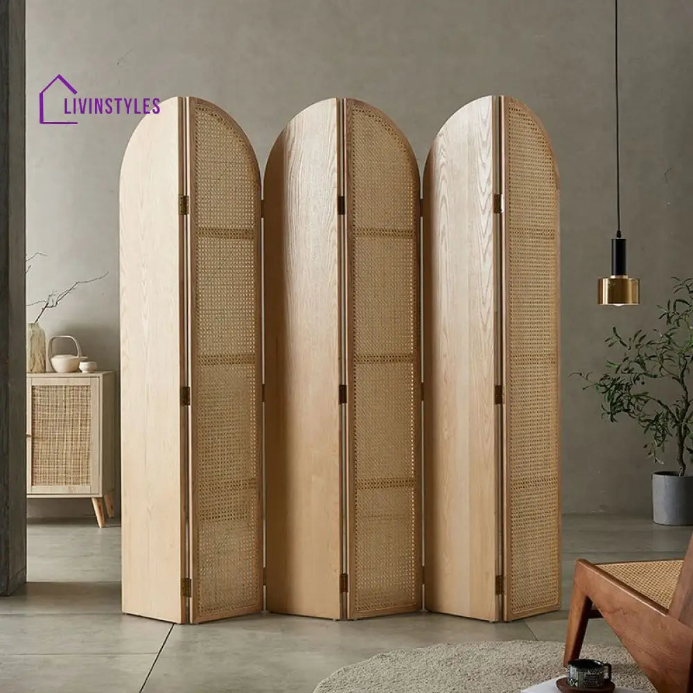Theodora Wooden and Cane Weaving Room Partition for Living Room – LivIn ...